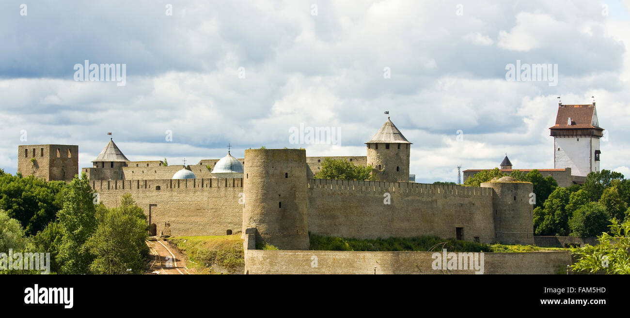 Ivangorod, Russia - July 21, 2013: middle ages castle Ivangorod in town ...