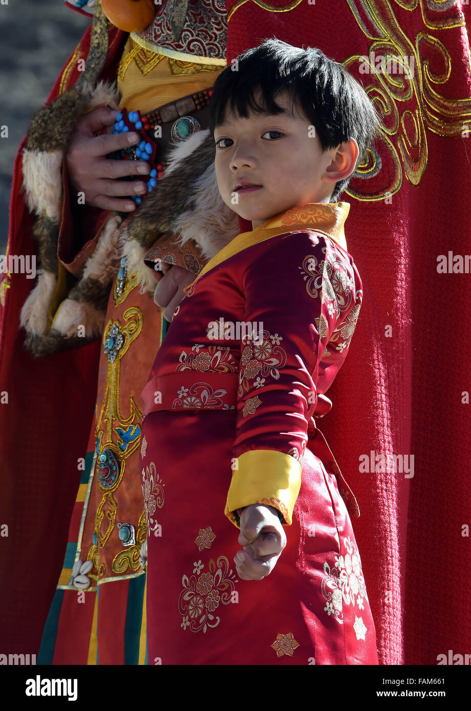 Lhasa, China's Tibet Autonomous Region. 1st Jan, 2016. A young model ...