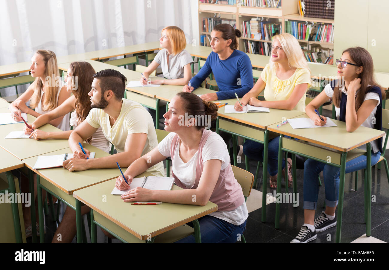 Group of happy russian students working in a cozy classroom Stock Photo ...