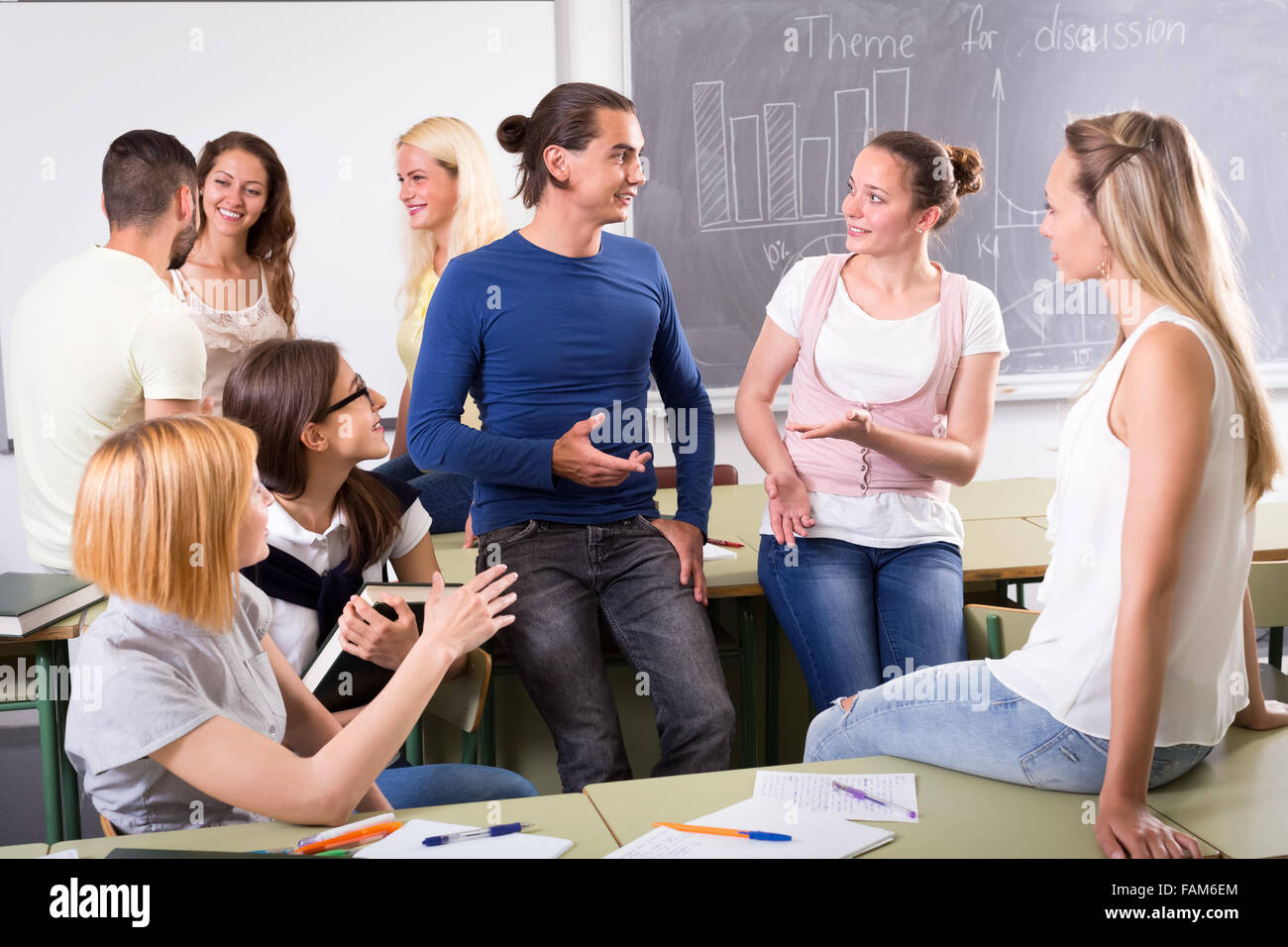 Adult students having a break during their training session in a ...