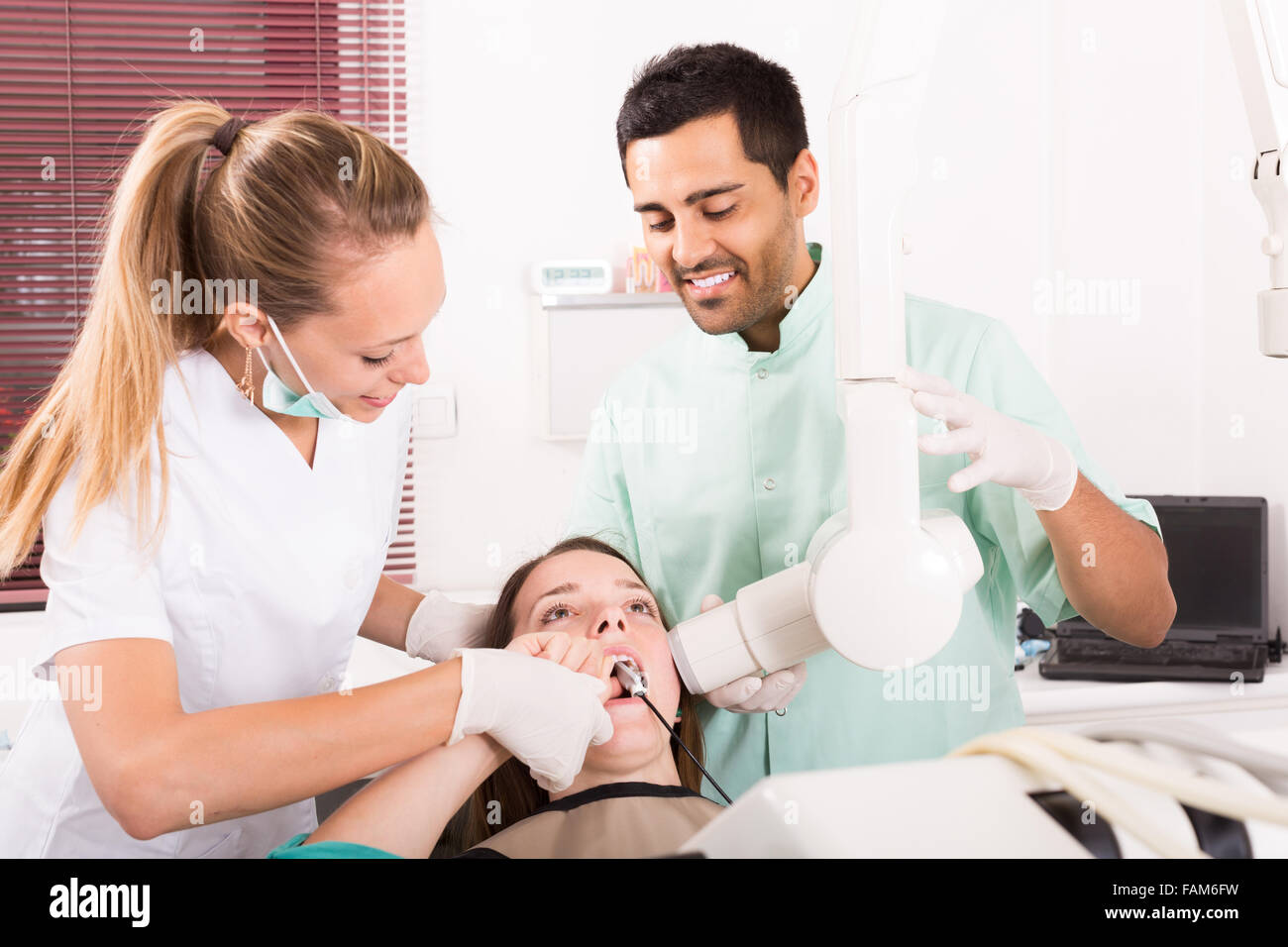 adult russian woman patient checking the teeth an digital xray Stock ...