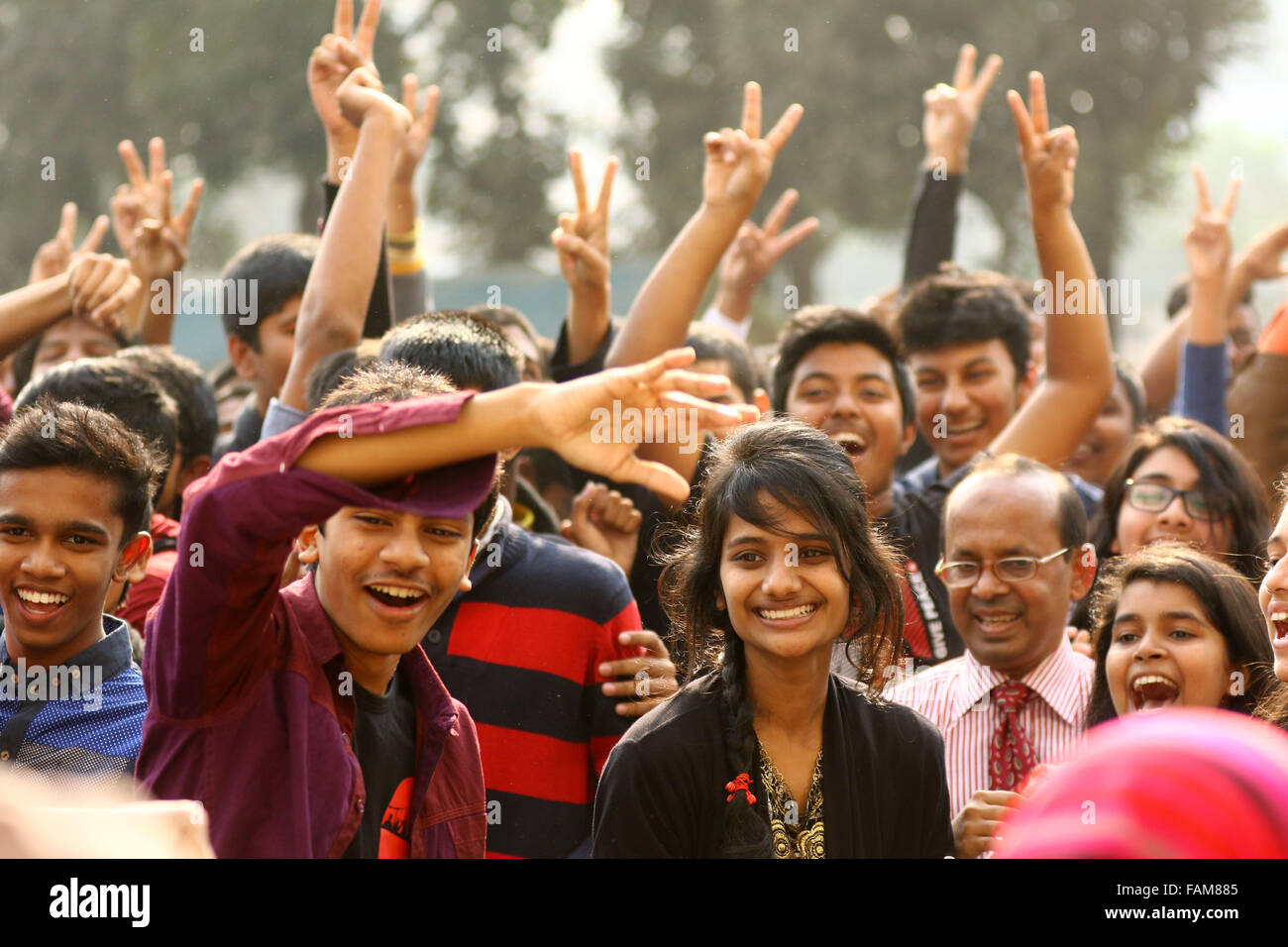 Dhaka, Bangladesh. 31 December 2015.Students of Rajuk Uttara Model ...