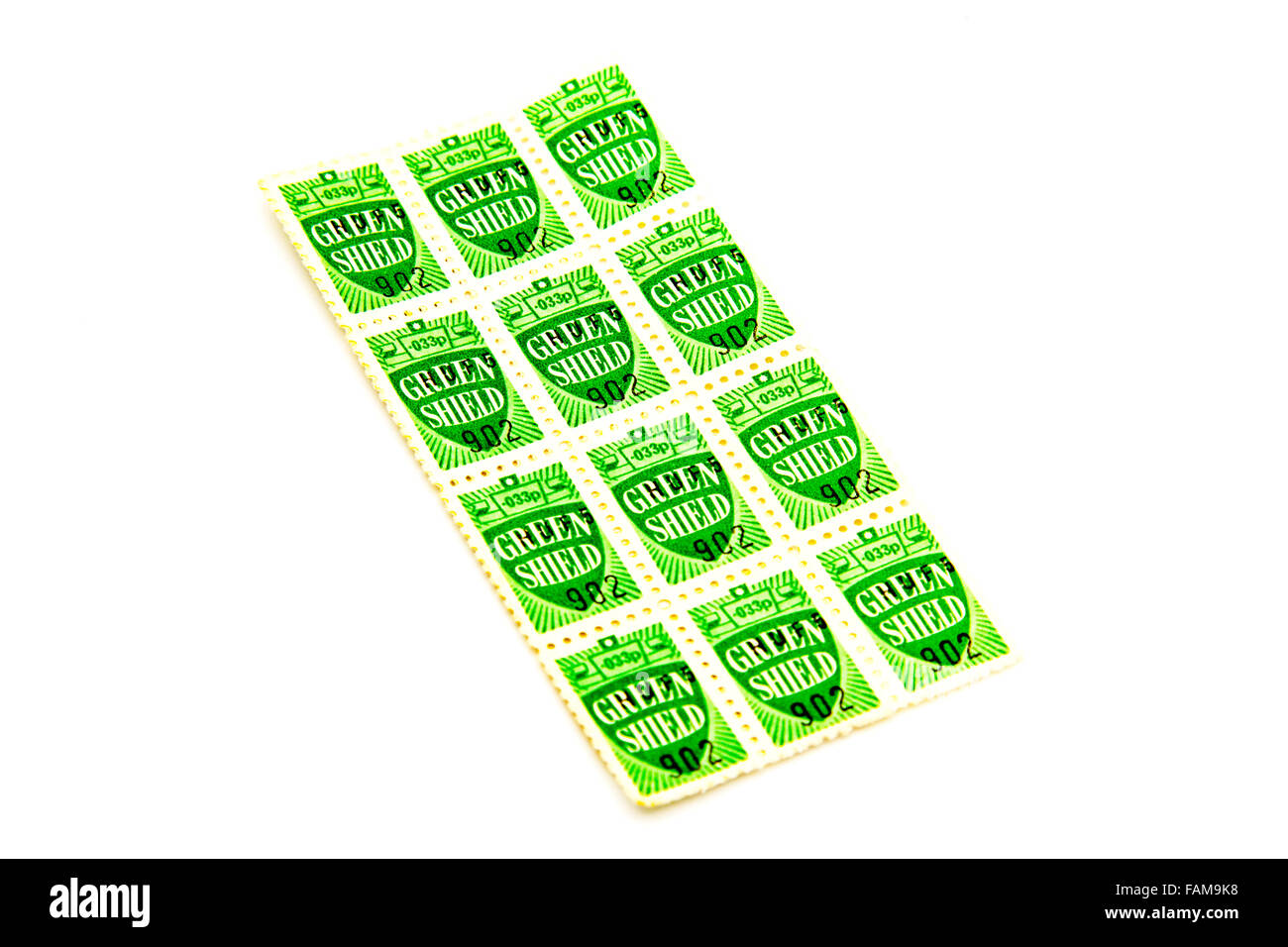 Green shield stamps stamp collection Cutout cut out white background ...