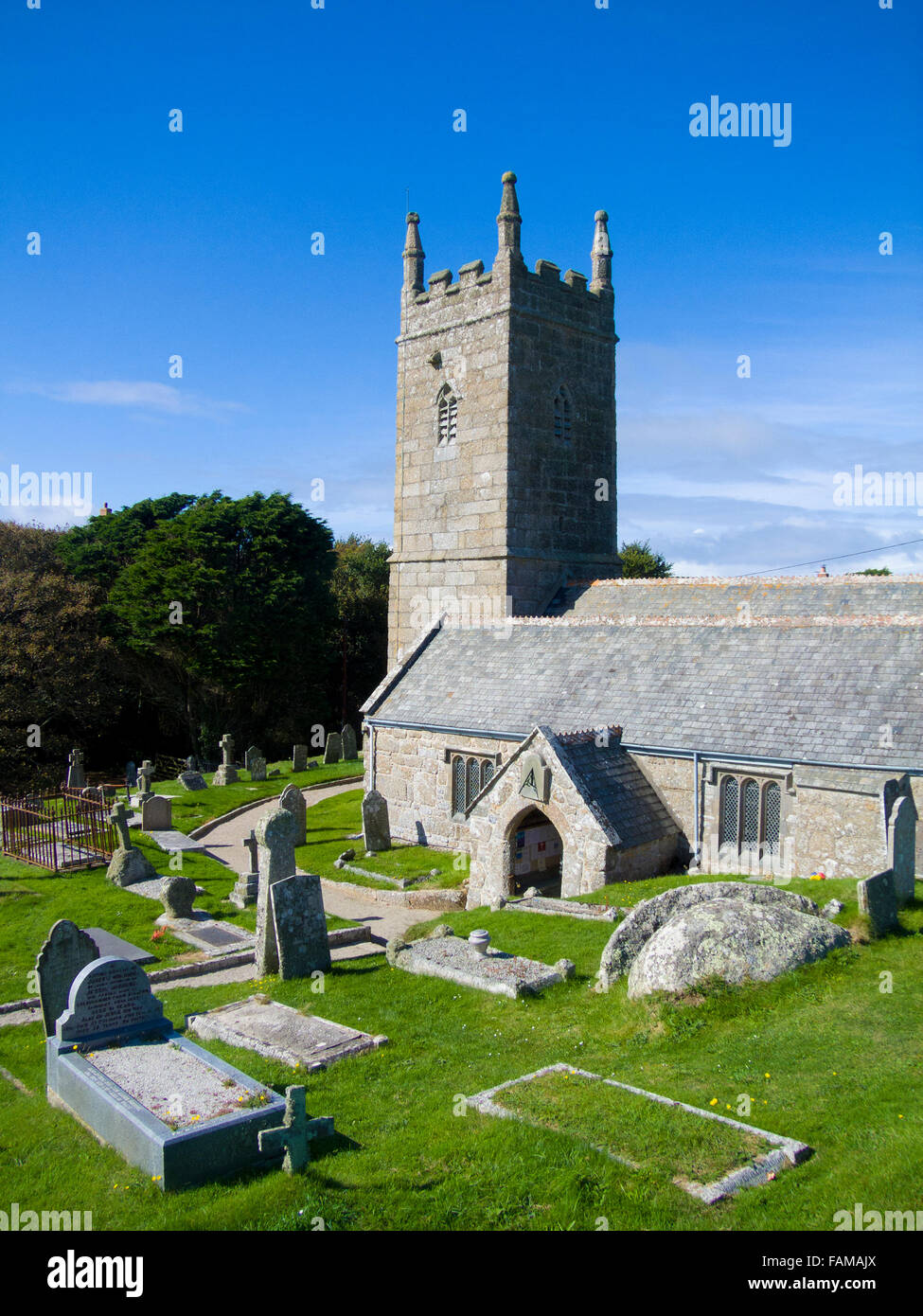 St Levan's Church, St Levans Village, Cornwall, England, UK Stock Photo ...