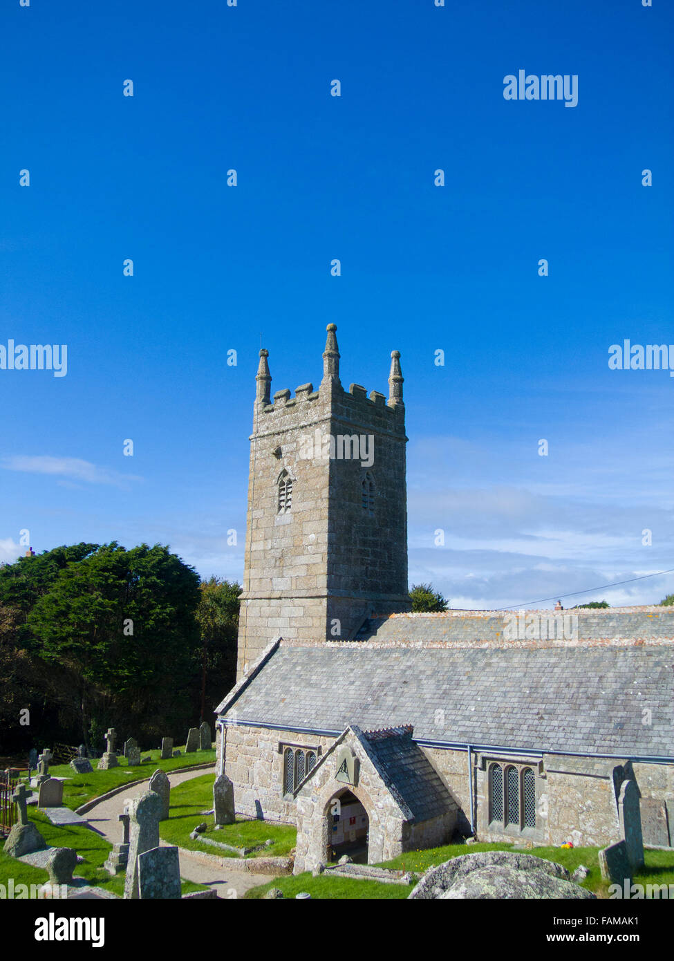 St Levan's Church, St Levans Village, Cornwall, England, UK Stock Photo ...