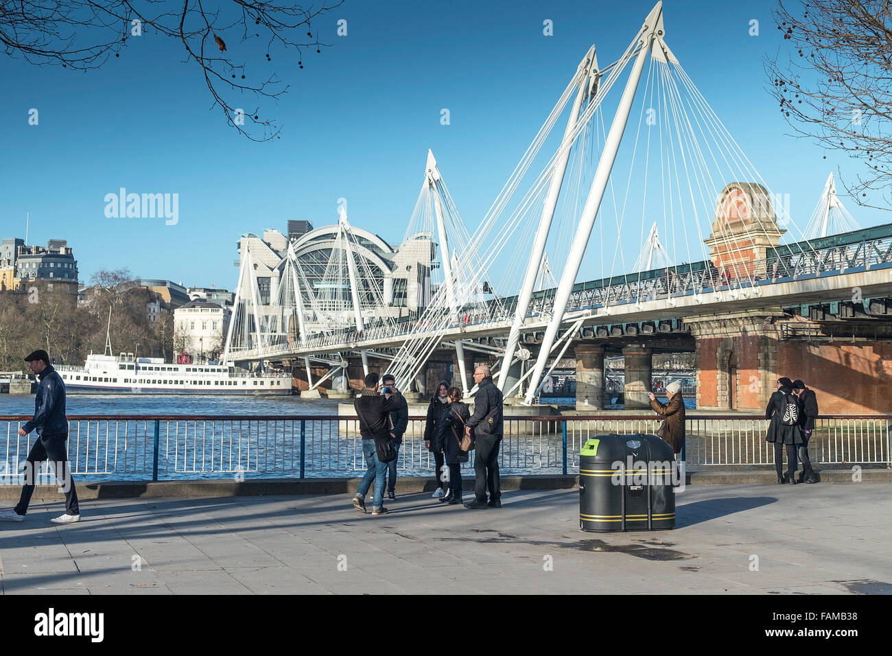 Charing Cross Bridge seen from the South Bank in London Stock Photo - Alamy