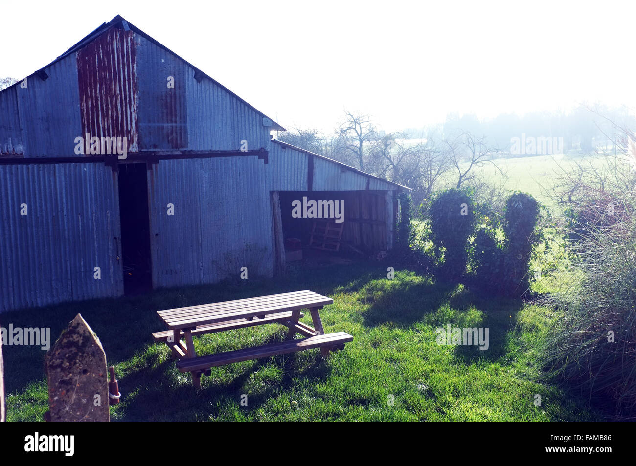 Farm hut built by rusty panels Stock Photo - Alamy