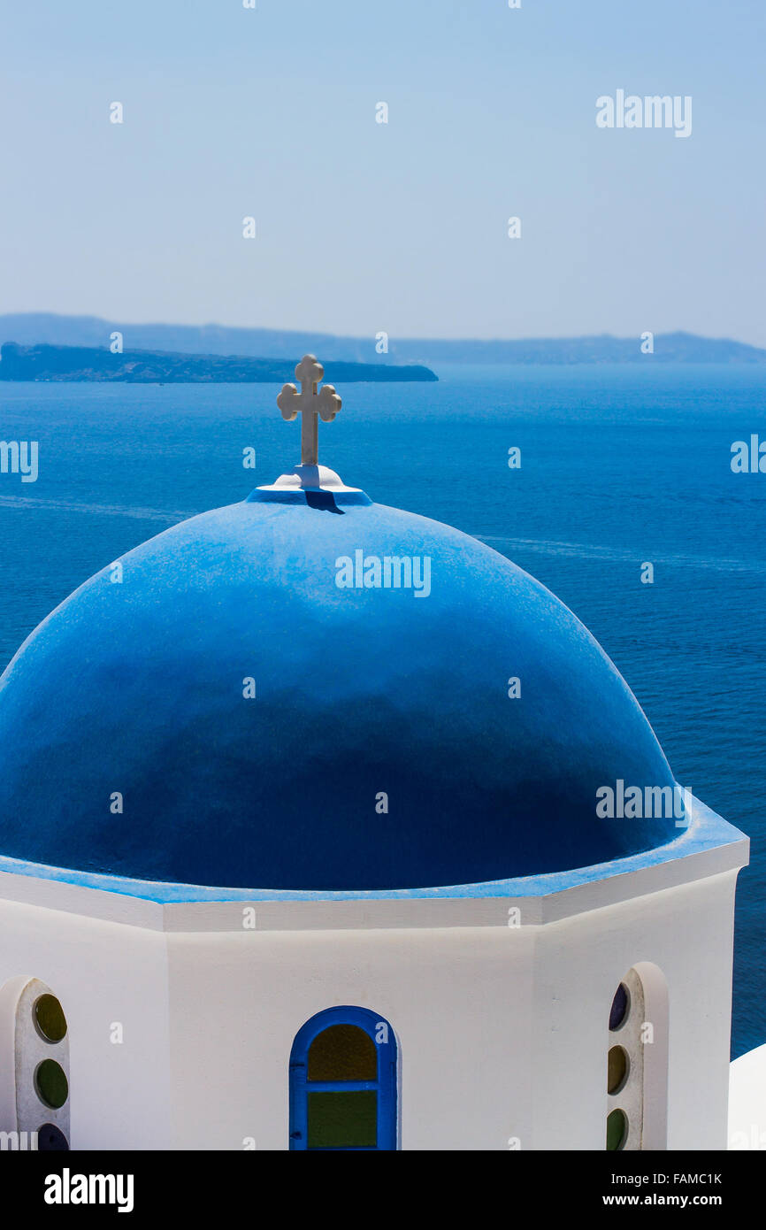 Blue Church Cupola in Santorini, Greece Stock Photo - Alamy