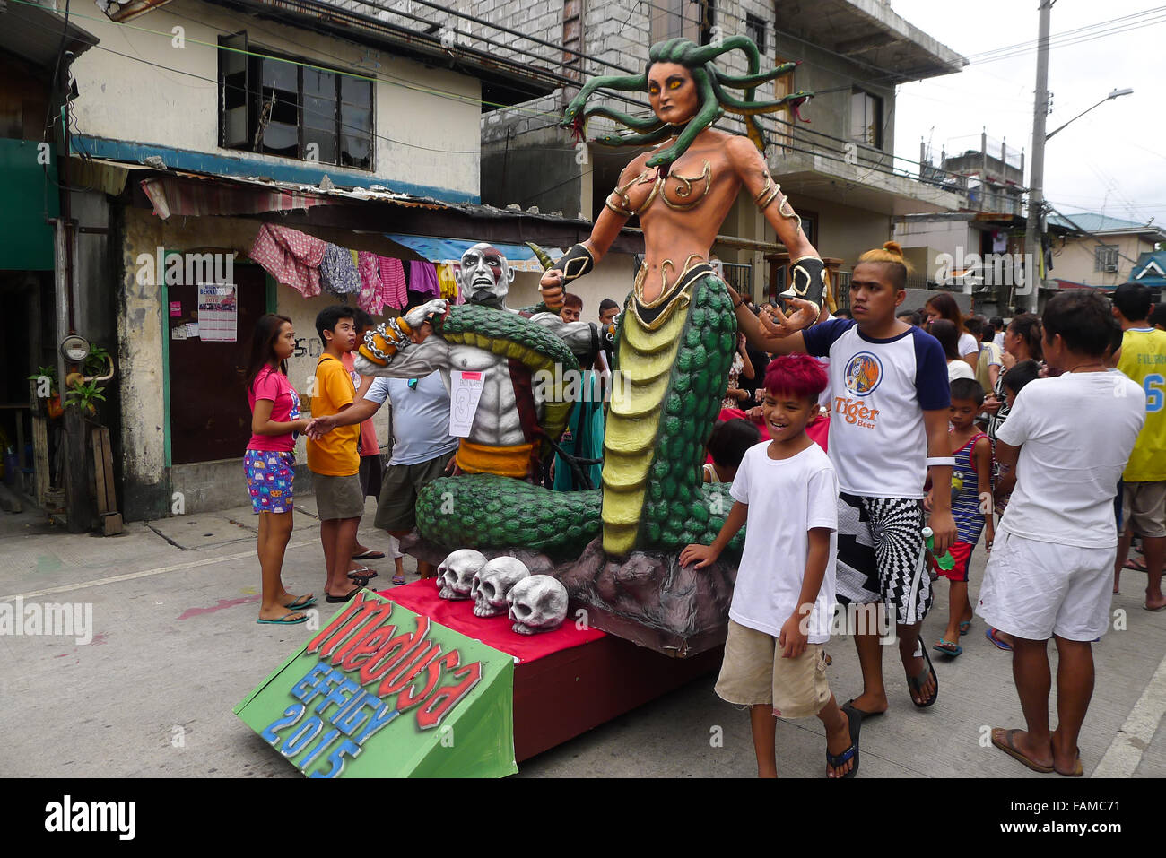 Malabon City, Philippines. 31st Dec, 2015. An effigy of the Greek ...