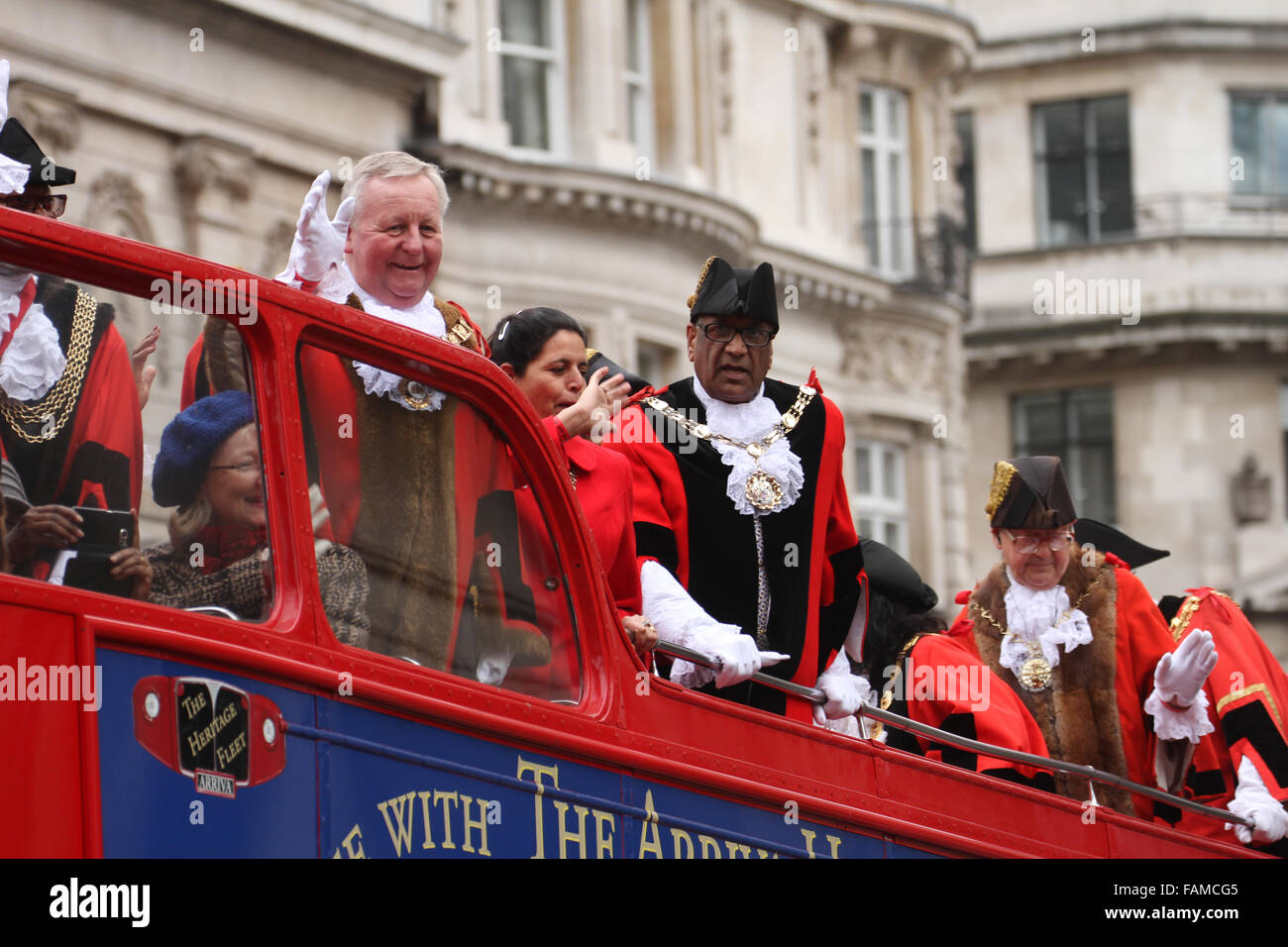 London, UK, 1 January 2016. A group of London Mayors seen on top of an ...