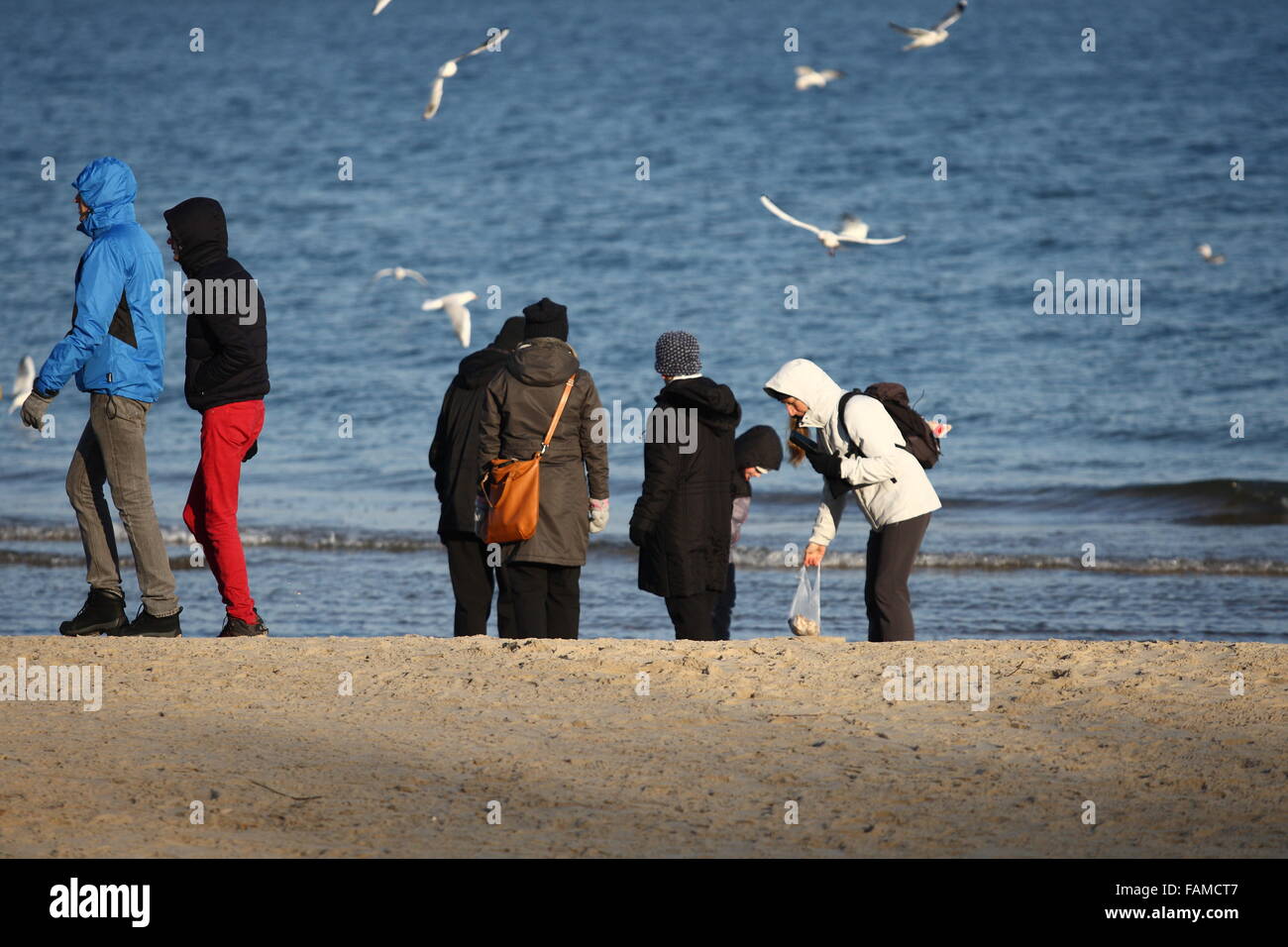 Gdansk, Poland 1st. Jan. 2015 People enjoy very cold (-5 Celsius ...