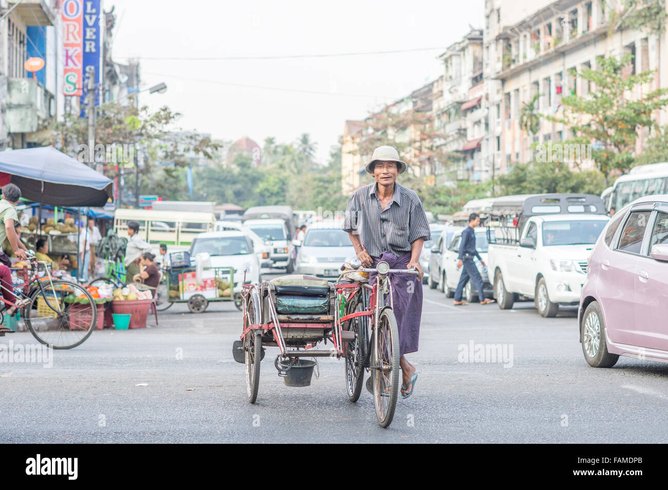 Burmese asian people face culture lifestyle life rickshaw driver ...