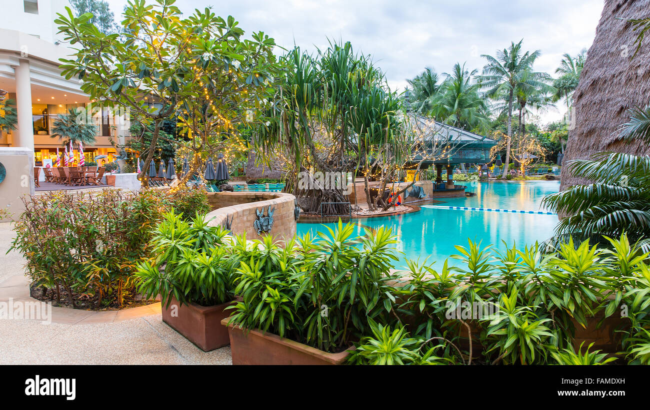 Beautiful swimming pool in tropical resort , Phuket, Thailand Stock Photo - Alamy
