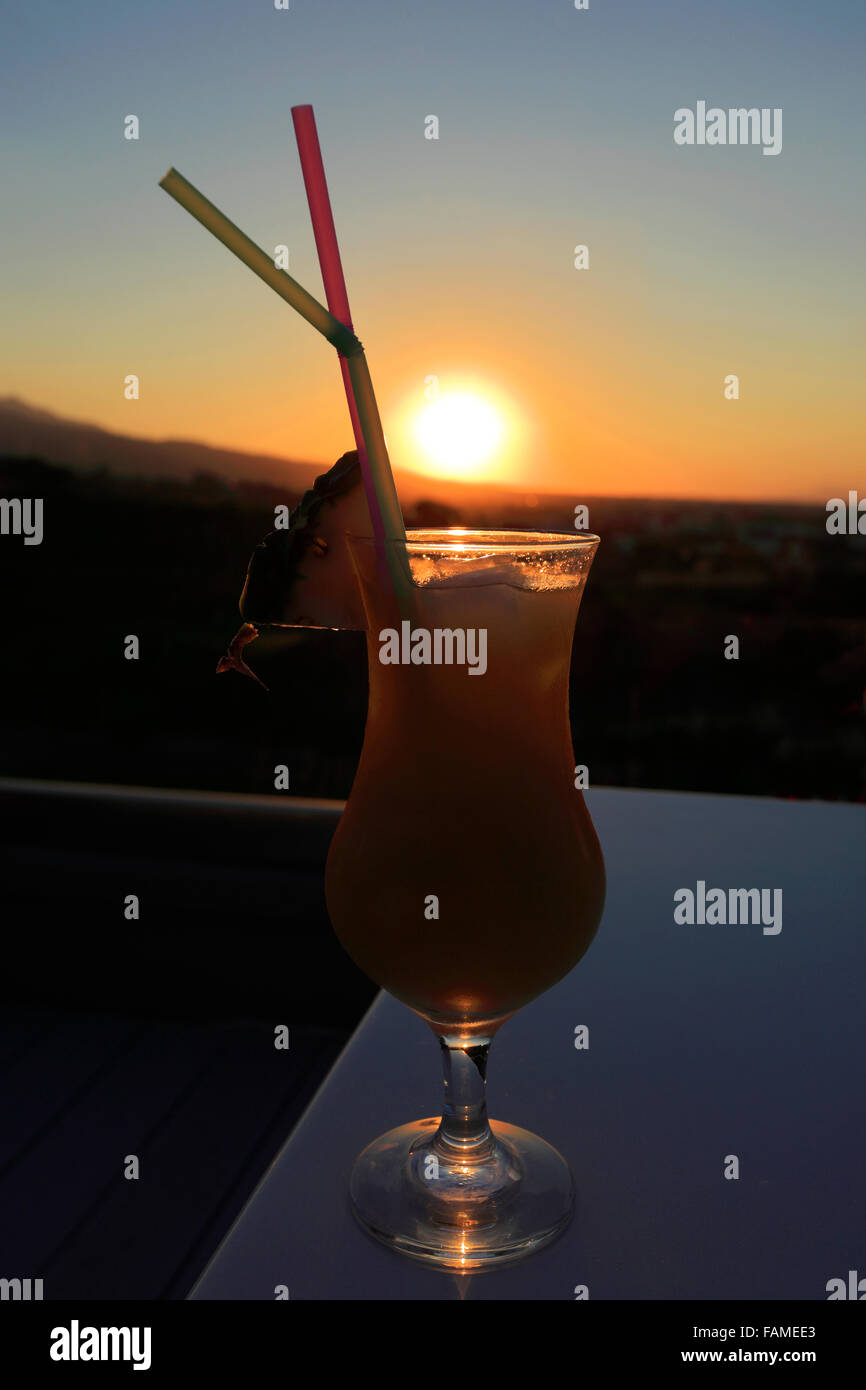 Sunset cocktail drink, Red Loft Rooftop Bar, Kipriotis Panorama Hotel ...