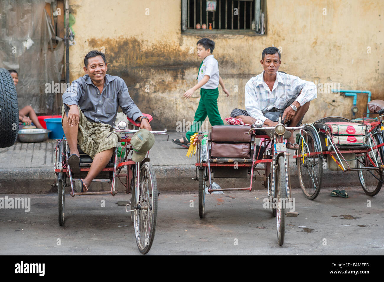 Burmese street scene in Chinatown of Yangon Stock Photo - Alamy