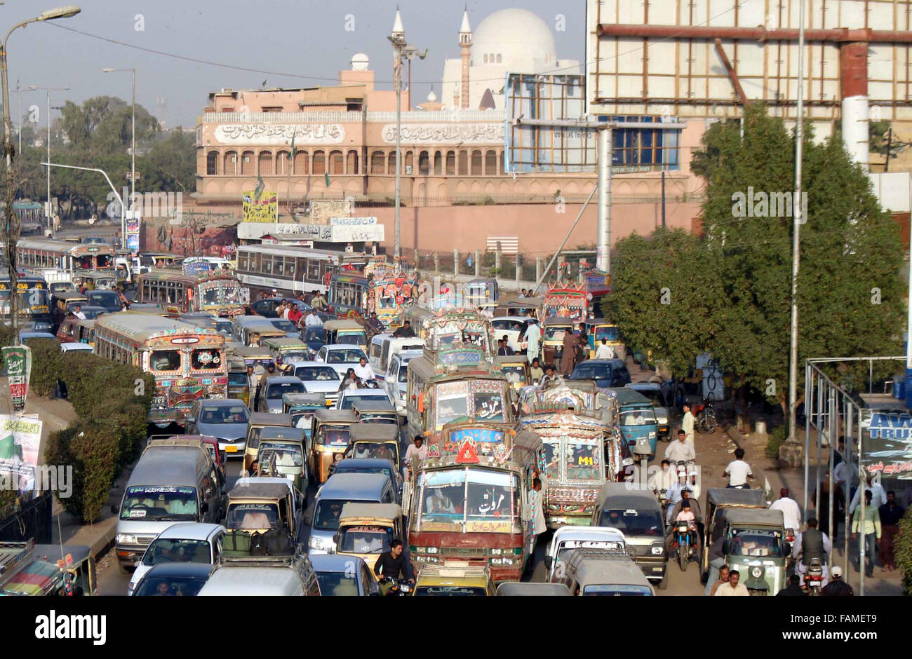 Huge numbers of motors are stuck in traffic jam during protest ...
