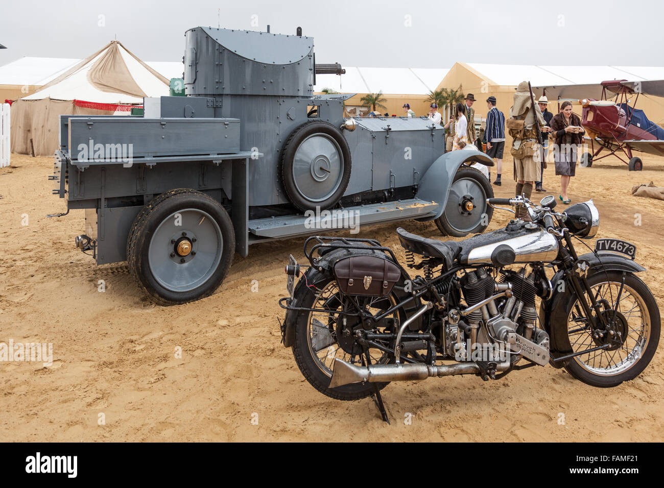 Old Brough Superior motorcycle and an armored car Stock Photo - Alamy