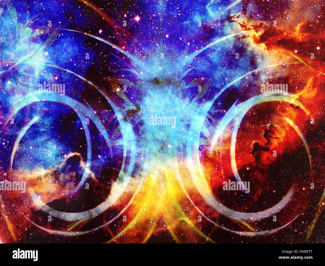 Nebula, Cosmic space and stars, blue cosmic abstract background ...