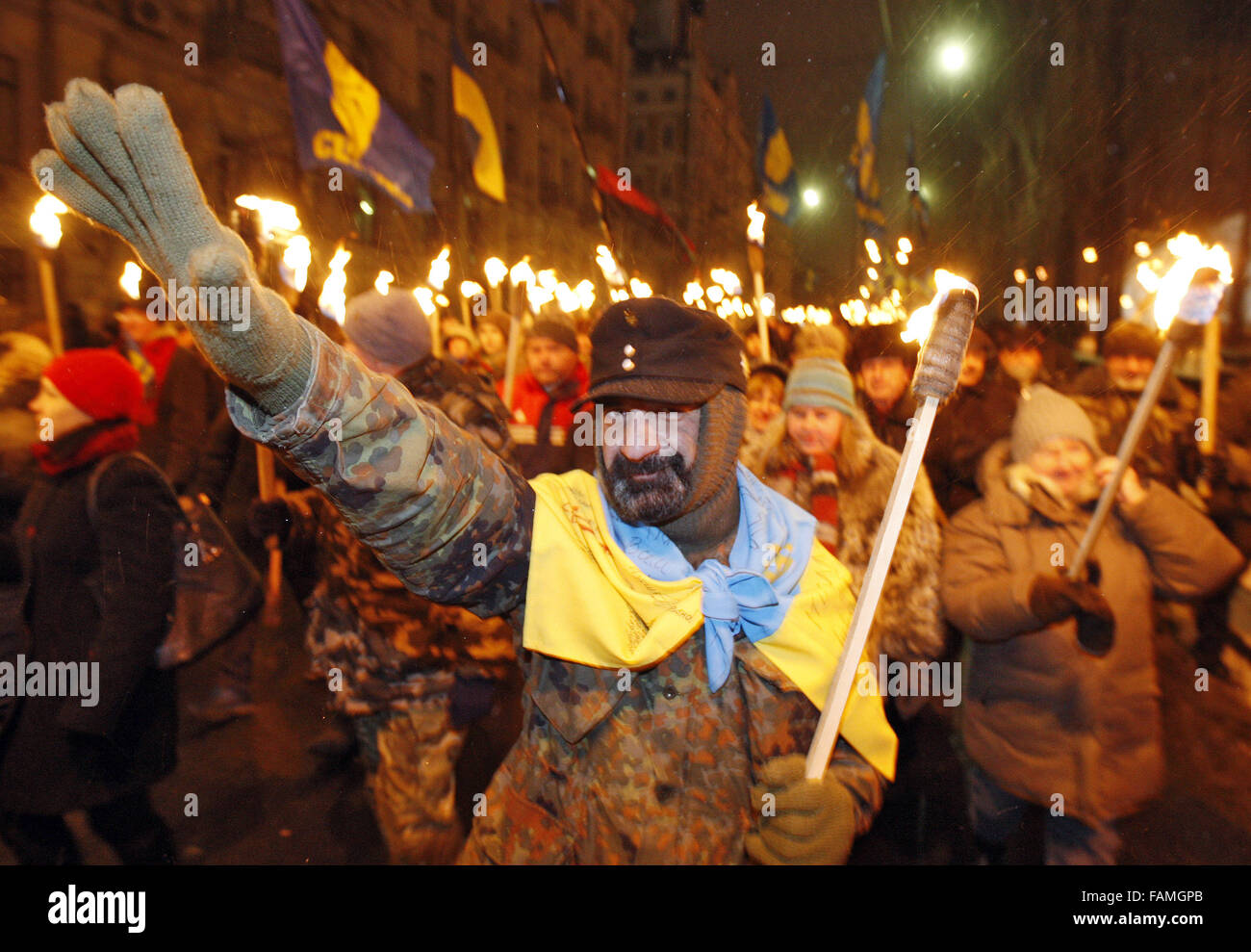 Kiev, Ukraine. 1st Jan, 2016. Supporters and members of the Ukrainian ...