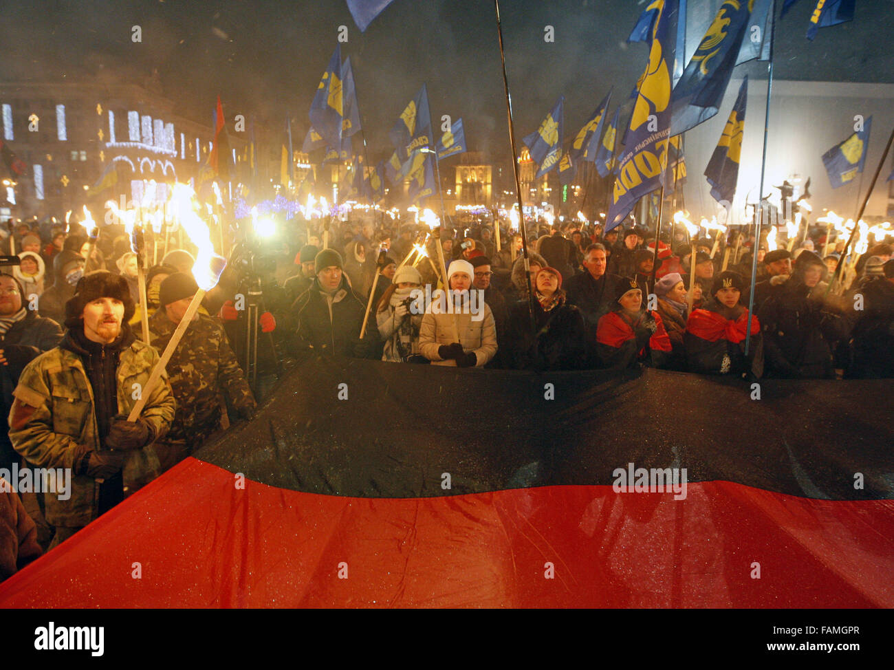 Kiev, Ukraine. 1st Jan, 2016. Supporters and members of the Ukrainian ...
