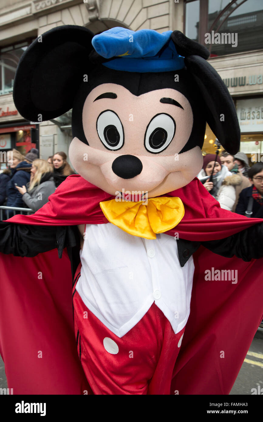 London, UK. 1st January, 2016. Mickey Mouse at the London New Year’s ...