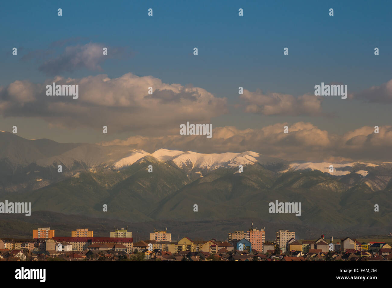Winter landscape with an residential buildings from a city in the ...