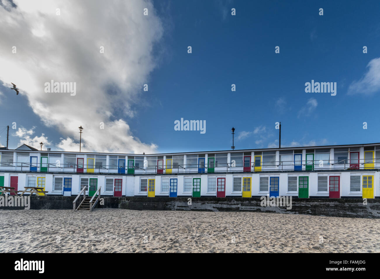 Beach huts st ives porthgwidden Stock Photo - Alamy