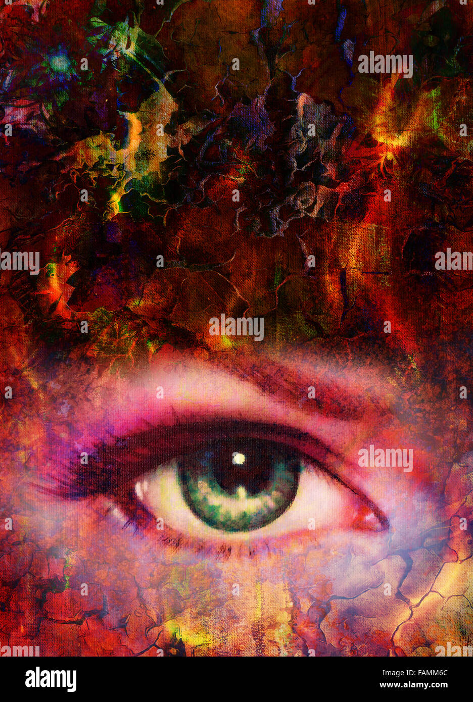 women eye and abstract background, computer collage Stock Photo - Alamy