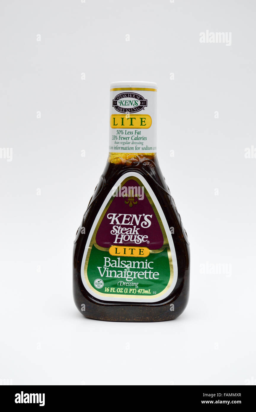 A bottle of Ken's Steak House Lite Balsamic Vinaigrette Dressing Stock ...
