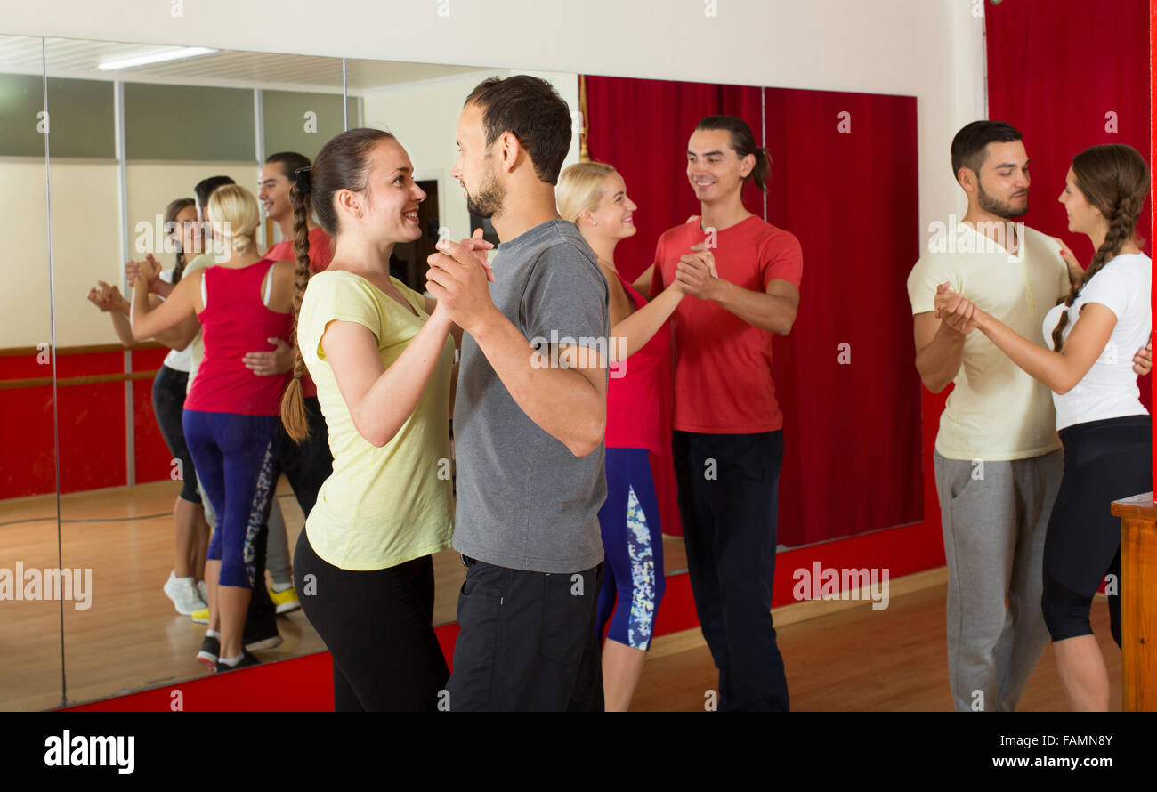 Group of spanish people dancing rumba in studio Stock Photo - Alamy
