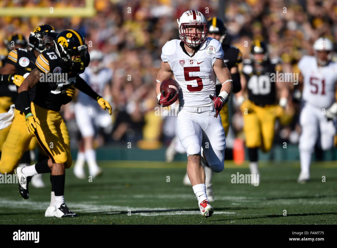 Pasadena, CA. 1st Jan, 2016. Stanford Cardinal running back Christian ...