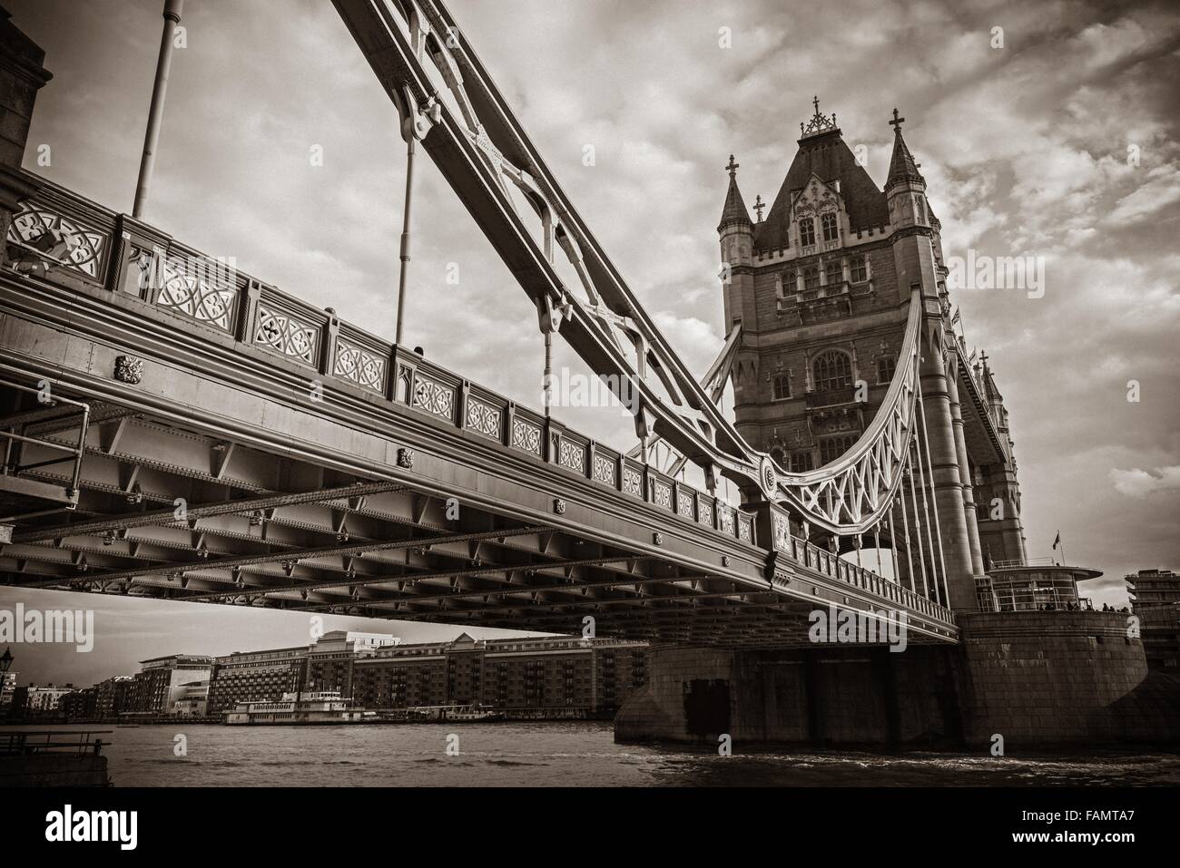 Famous London Tower Bridge. London, United Kingdom. Sepia Color Grading ...
