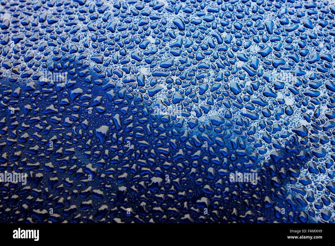 Water drops on the blue car background Stock Photo - Alamy