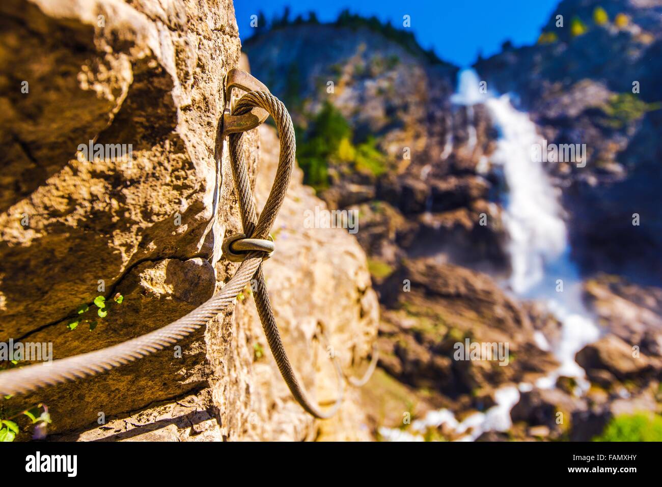 Mountain Hiking Safety Wire. Mountain Climbing Safety Wire Stock Photo ...