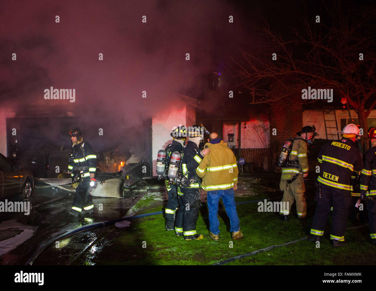 Modesto, CA, USA. 1st Jan, 2016. Woodland Ave. Fire Department ...