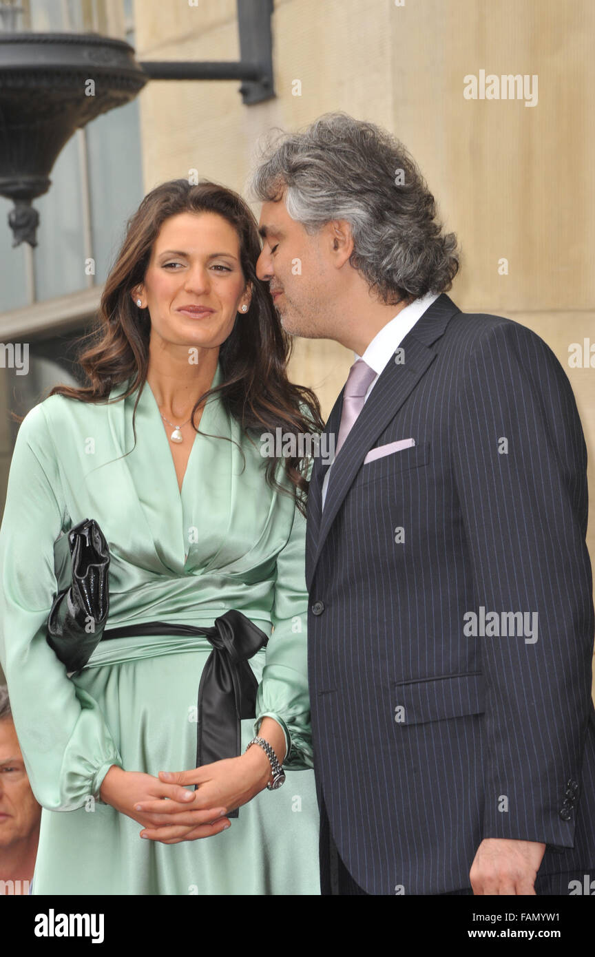 LOS ANGELES, CA - MARCH 2, 2010: Andrea Bocelli & wife Veronica Berti ...