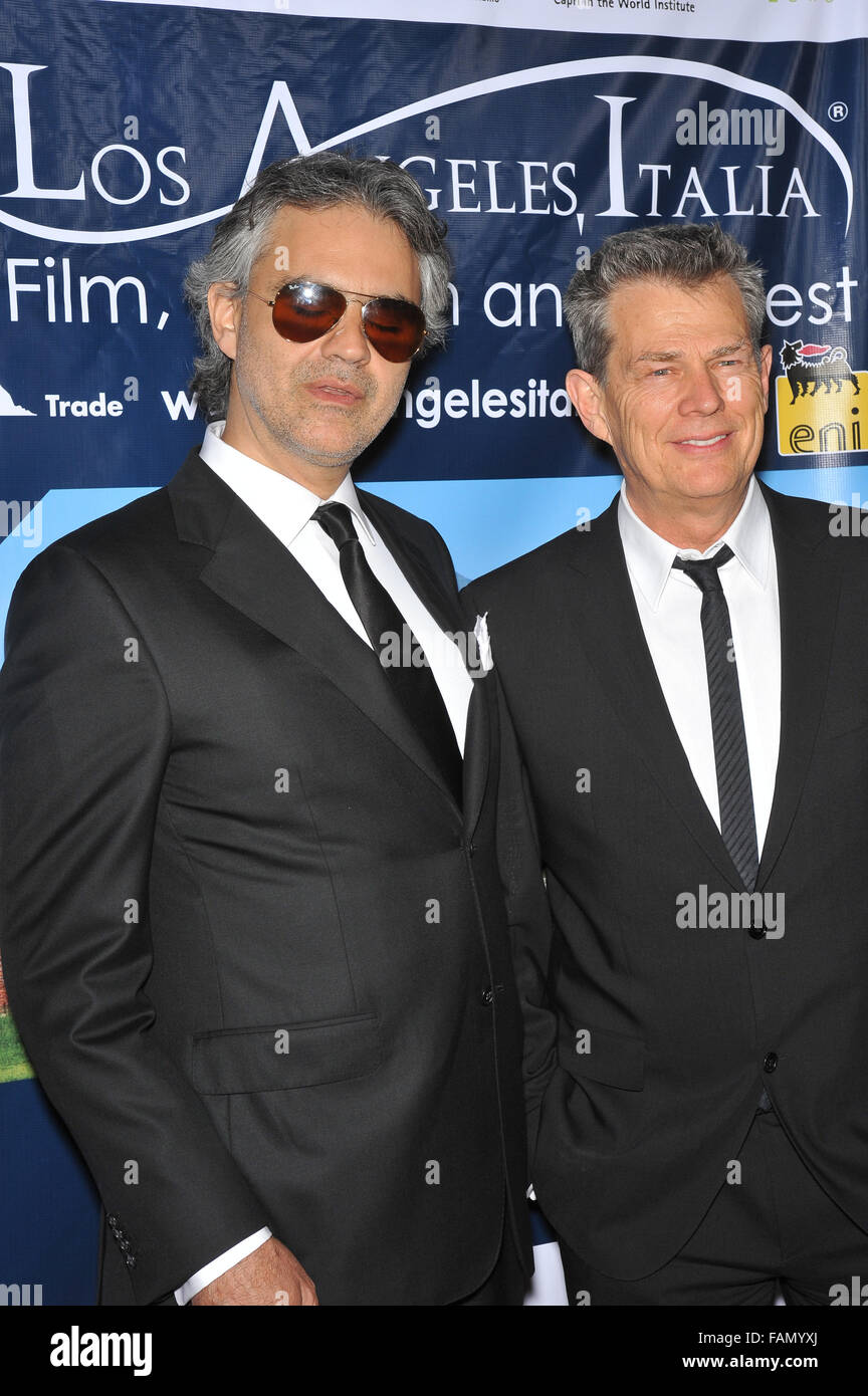 LOS ANGELES, CA - MARCH 1, 2010: Andrea Bocelli & producer David Foster ...