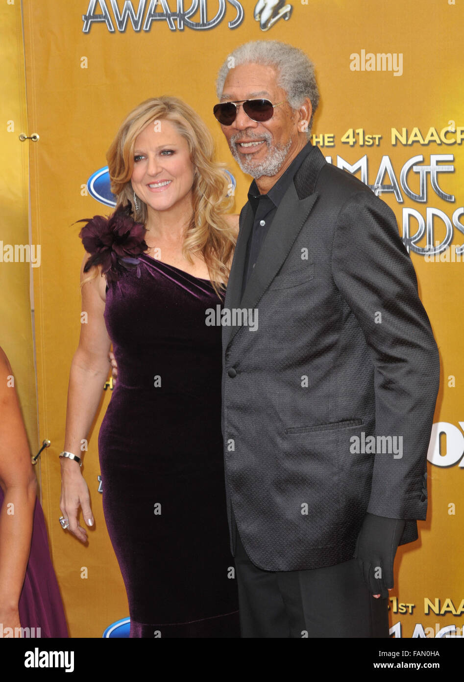 LOS ANGELES, CA - FEBRUARY 26, 2010: Morgan Freeman & wife at the 41st ...