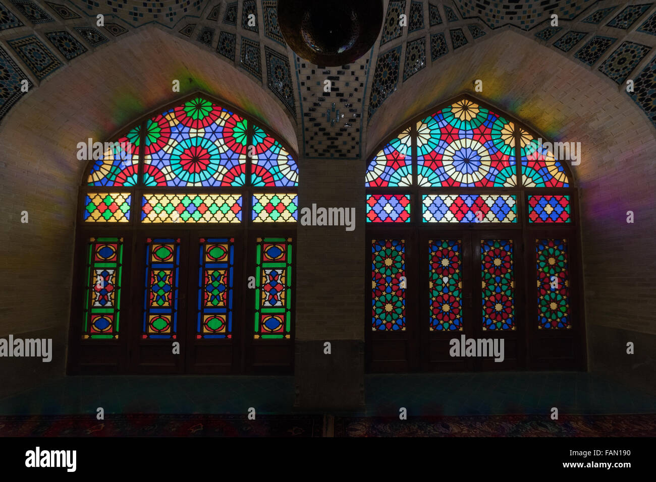 Stained glass windows, Pink Mosque, Shiraz, Iran Stock Photo - Alamy