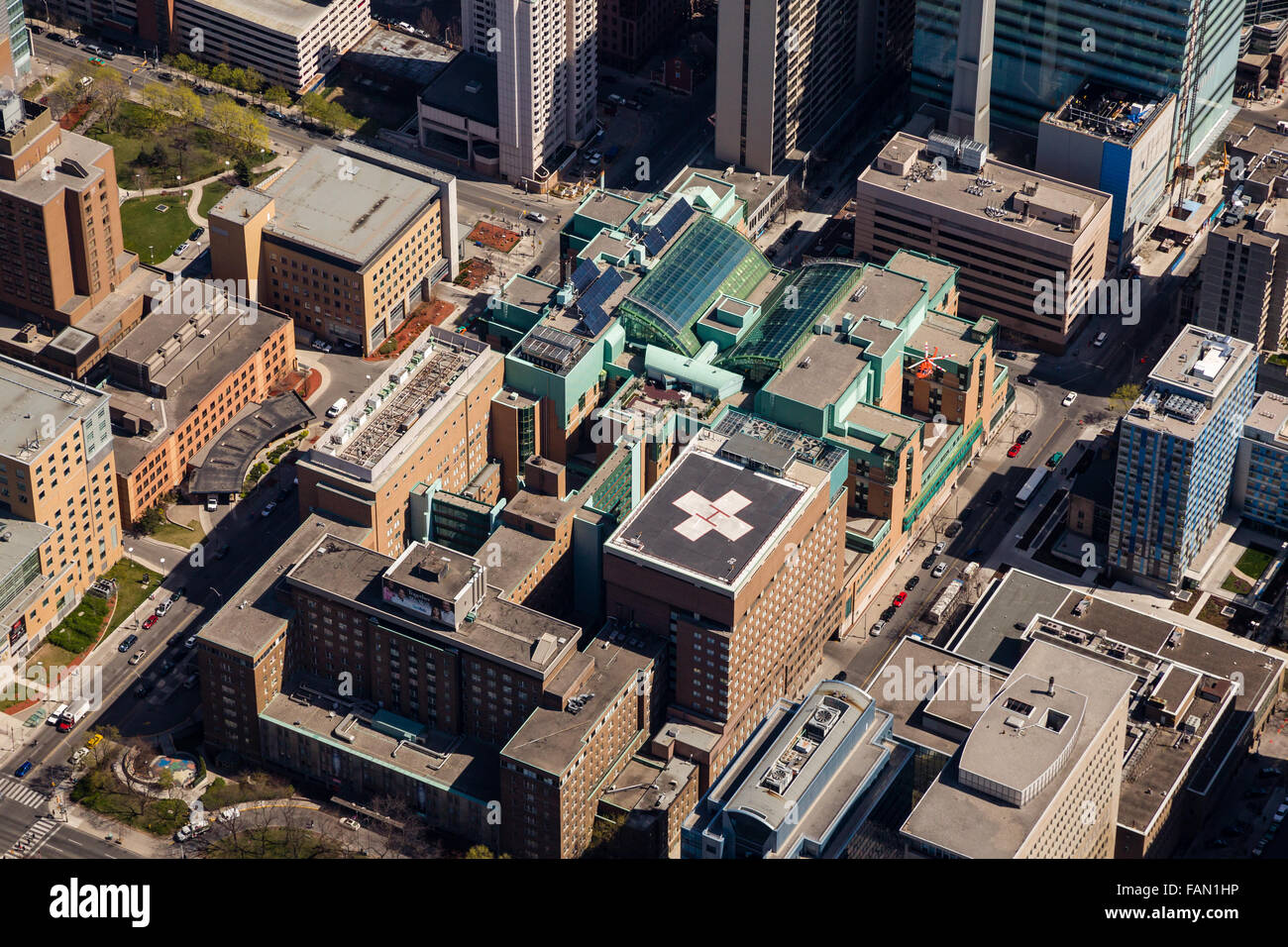 Aerial photograph of Toronto General Hospital with ORNGE Helicopter ...