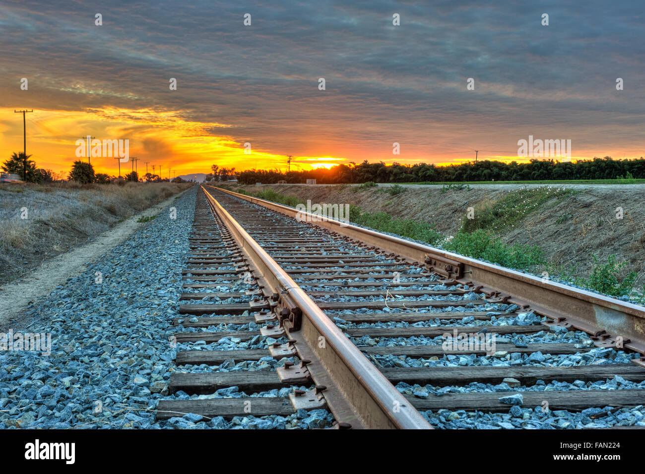 Train tracks leading into the horizon Stock Photo - Alamy