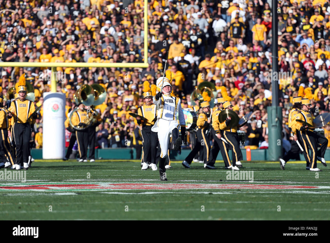 January 01, 2016 Iowa Hawkeyes marching band during the Rose Bowl game ...