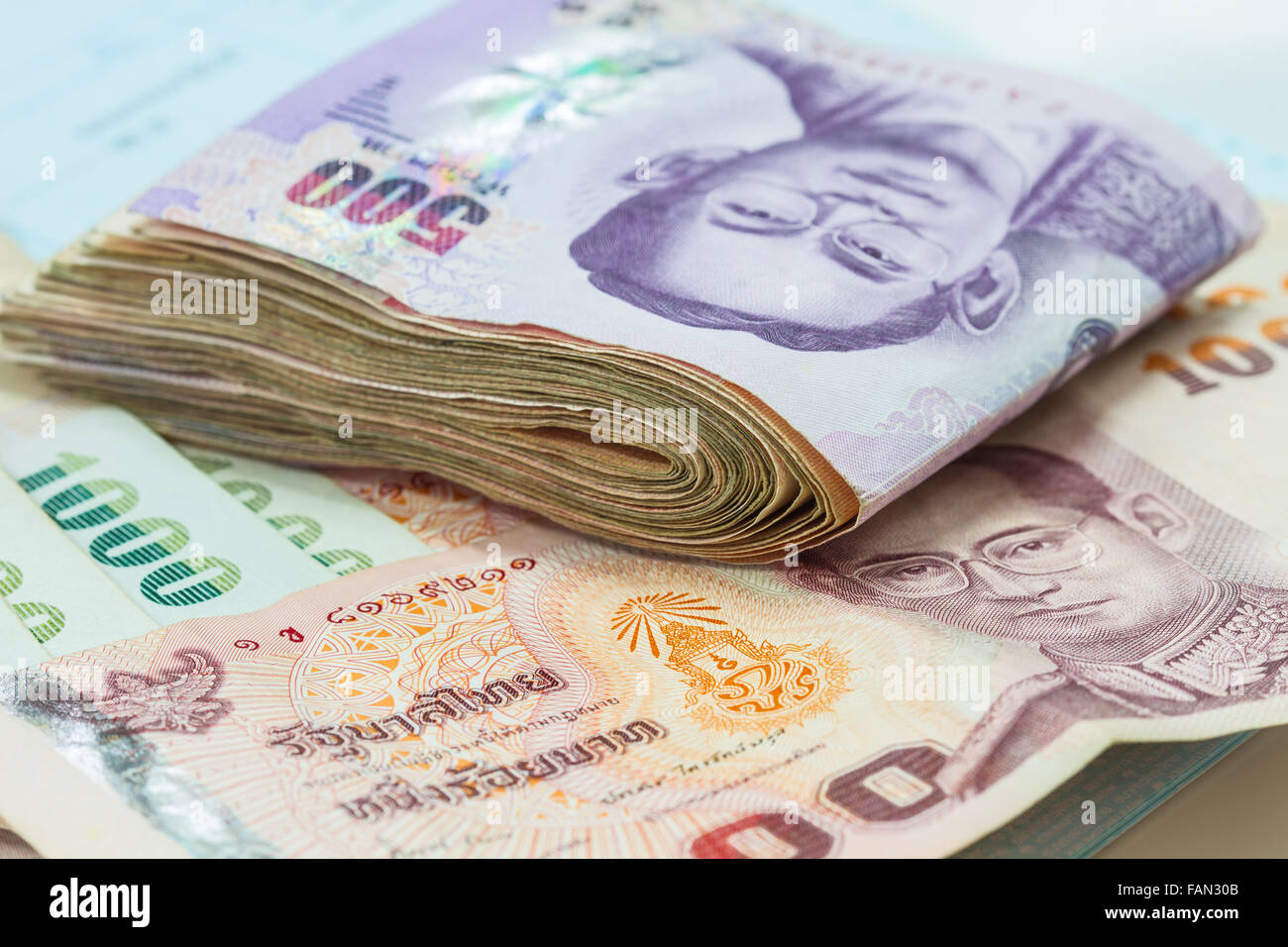 Thai Baht banknotes isolate on white background Stock Photo - Alamy