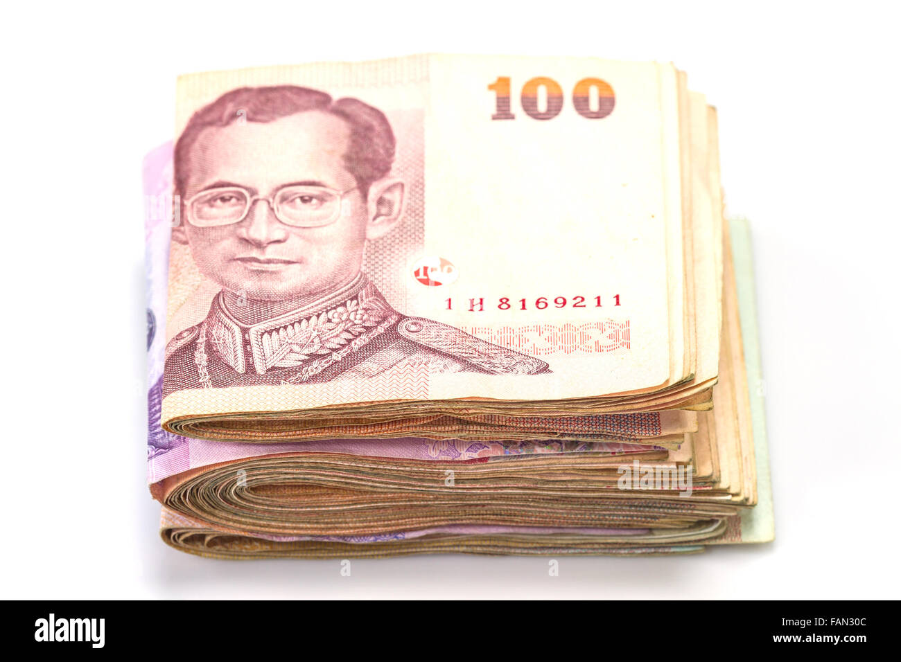 Thai Baht banknotes isolate on white background Stock Photo - Alamy