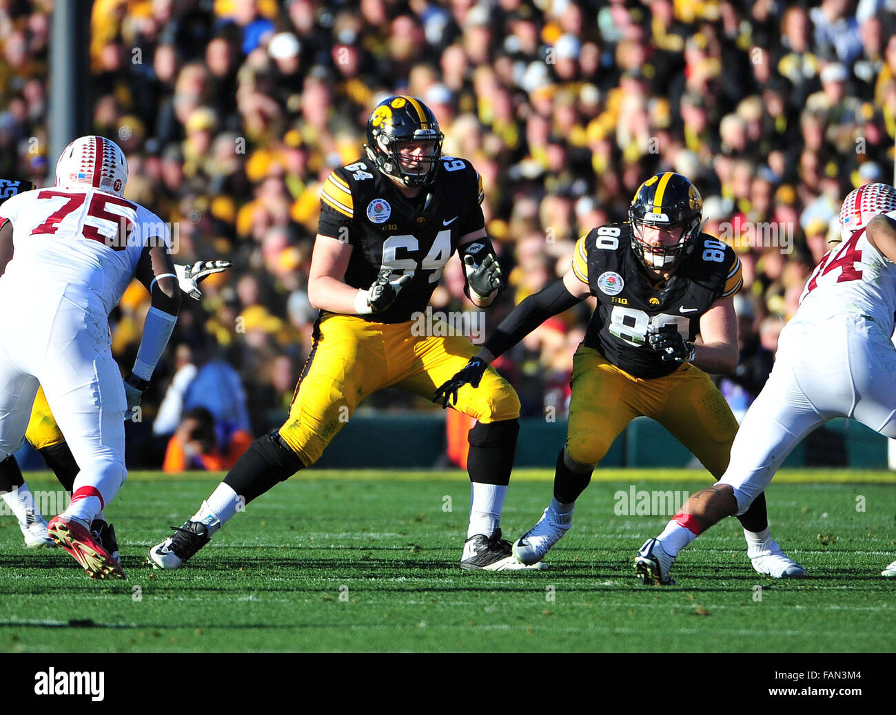 Pasadena, CA. 01st Jan, 2016. Iowa Hawkeyes offensive lineman Cole ...