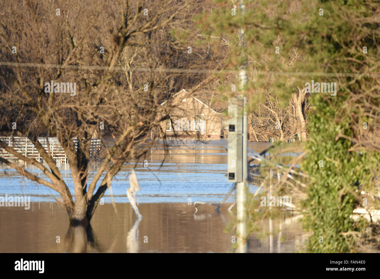 Valley Park, Missouri, USA. 1st January, 2016. Flood waters nearly ...