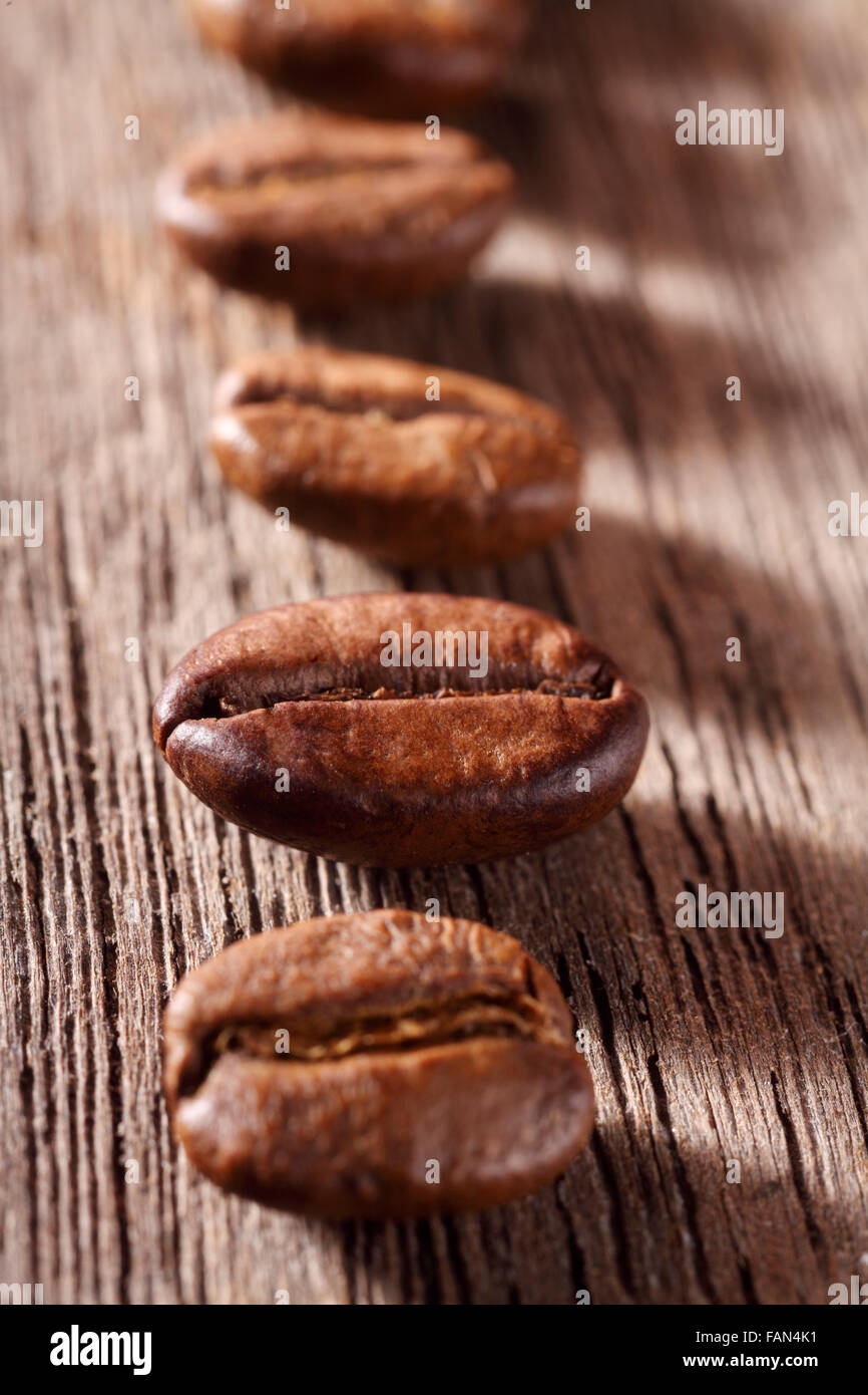 coffee beans in row, close-up Stock Photo - Alamy