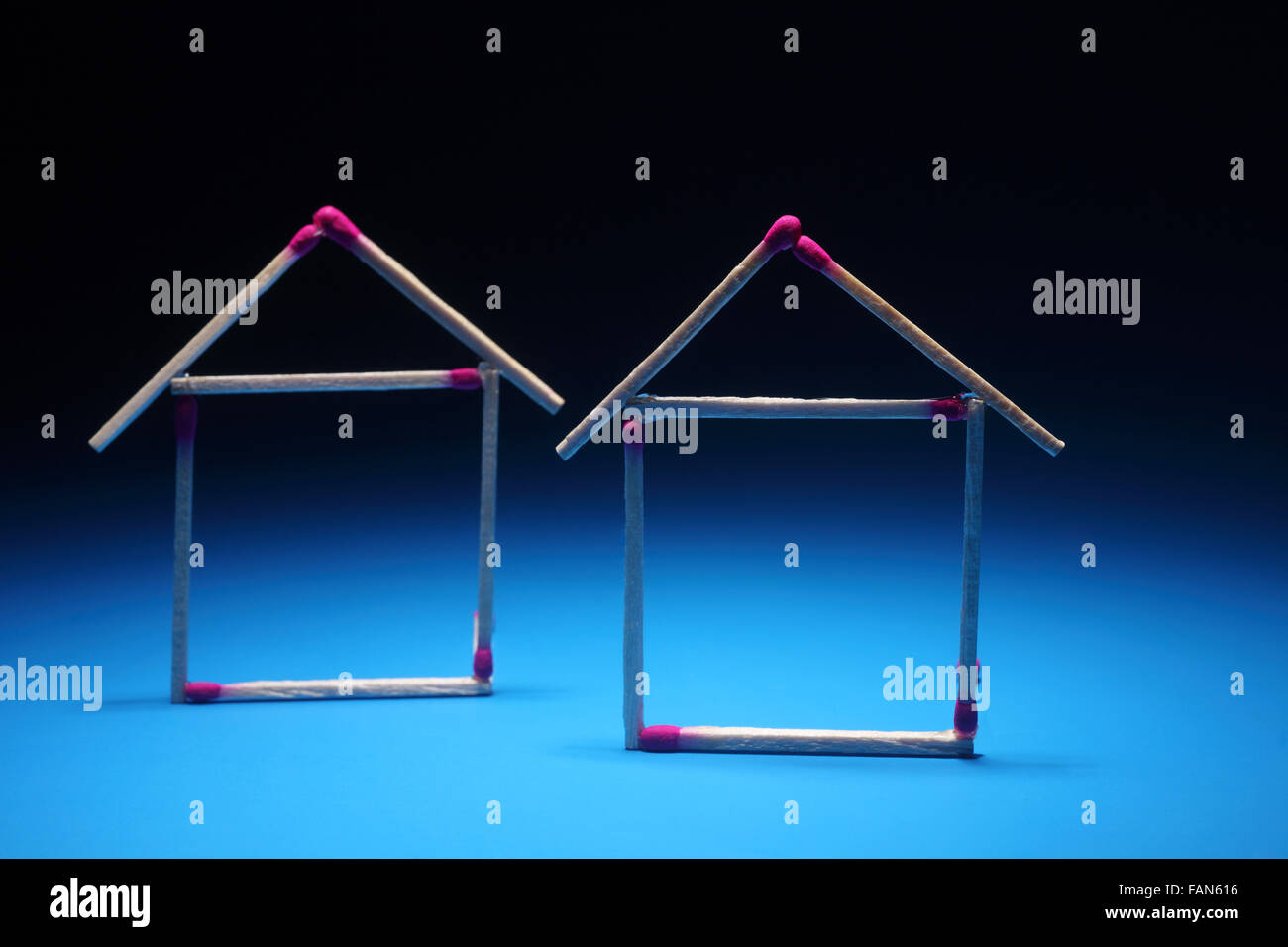 Matches in shape of house Stock Photo - Alamy