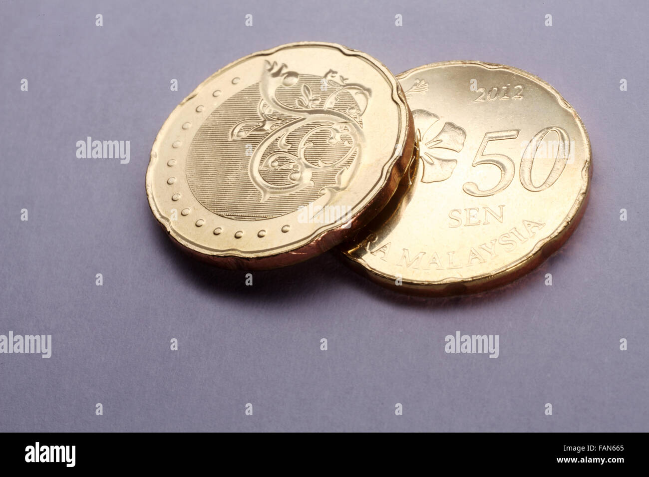 fifity cent front and back of the malaysia coin Stock Photo - Alamy