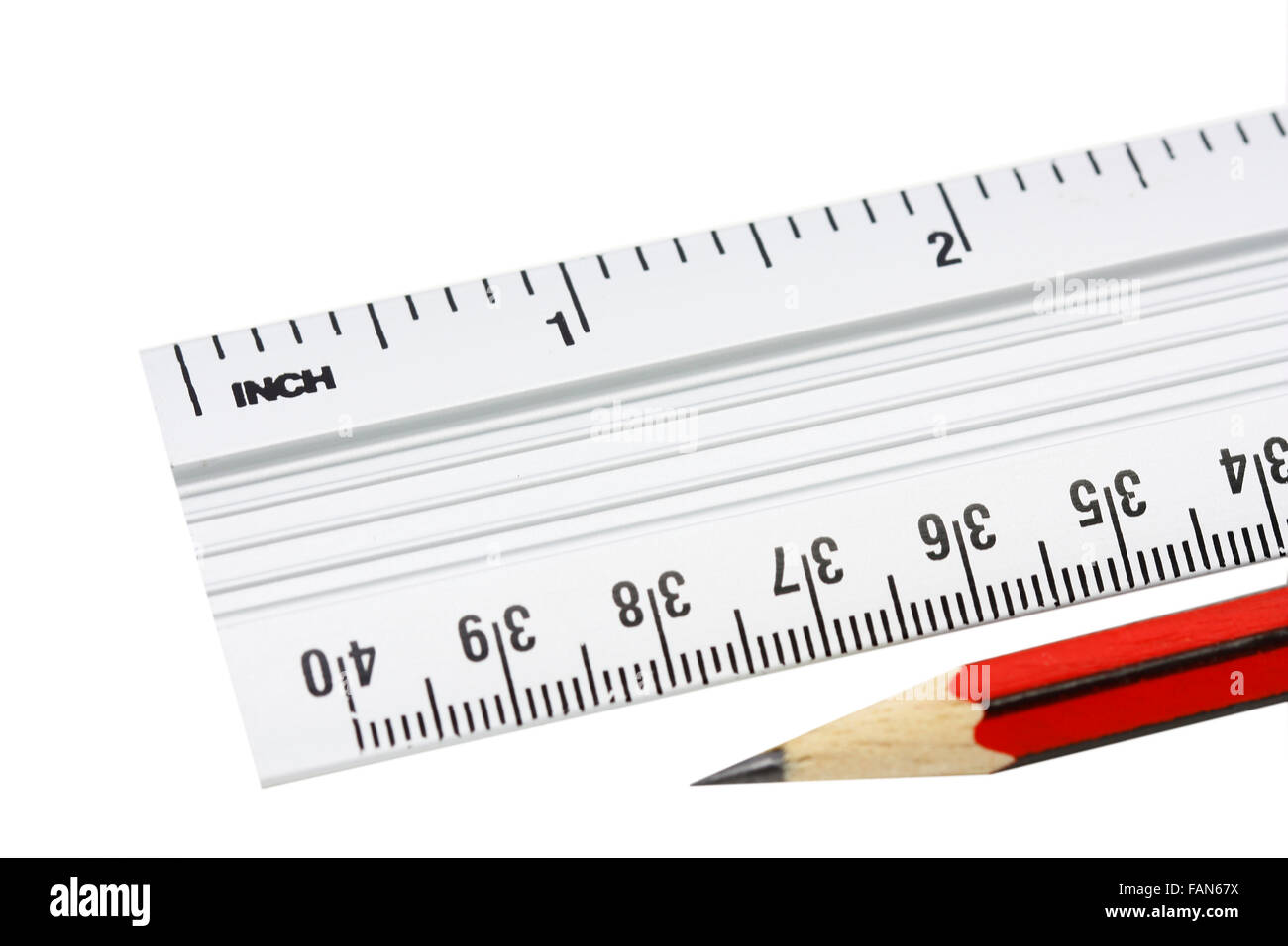 a steel ruler with a lead pencil Stock Photo - Alamy